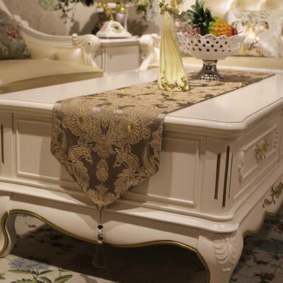简约式立体盘带ZQ0077绣华花仿真丝桌欧旗美式奢客桌布防滑茶几布