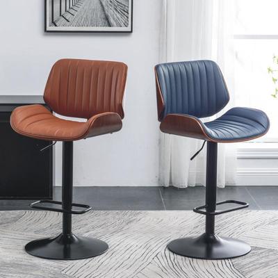 吧靠木背椅轻奢XIR现代椅吧高酒吧凳旋转家用实脚凳简约吧台台椅