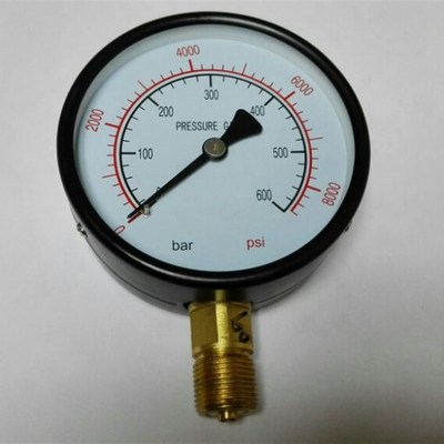 压力计100mm 双刻度压力显示表 pressuregauge 0-600bar 8000psi