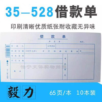 毅力35-528借款单 借款单凭证 借款单据 财务专用借条本 10本