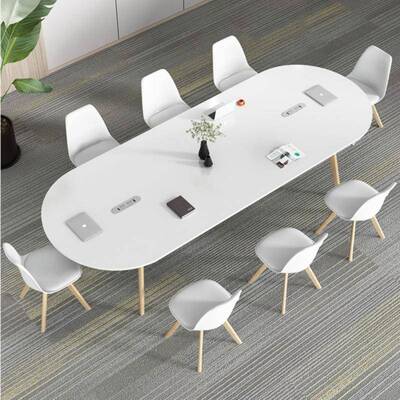 小型会桌议桌椅组室合简约现代长方形工椭作HRT台会议办公桌圆洽
