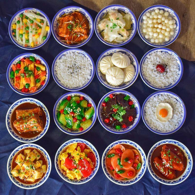 仿真小碗菜模型摆盘饭拍摄道具假米饭冒菜果蔬肉食物菜品川菜玩具