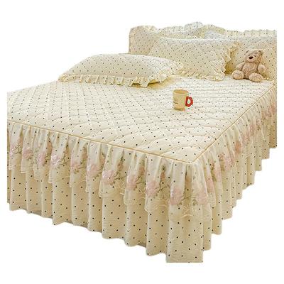 水洗棉床裙单件裙罩否mc12941床棉全棉纯单带裙边床磨毛床围裙罩