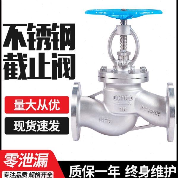 远恩不锈钢304国标法兰截止阀J41W-1016/25水高温蒸汽导热油DN100