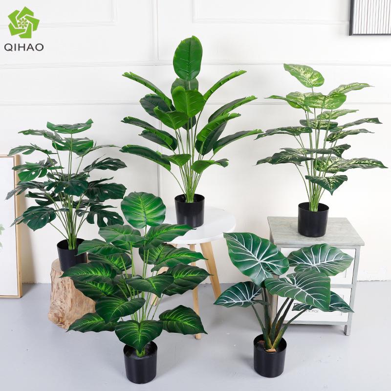 仿真绿植万年青绿萝盆栽 桌面摆件小植物客厅落地 装饰仿真龟背叶