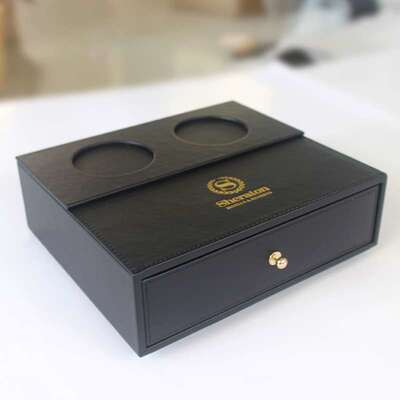 高档黑色牙具盒收纳盒酒店宾馆客房洗漱用品盒易单耗品盒皮质皮革