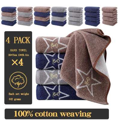 跨境 纯棉毛巾4条装家用全棉毛巾外贸货源4 hand towels