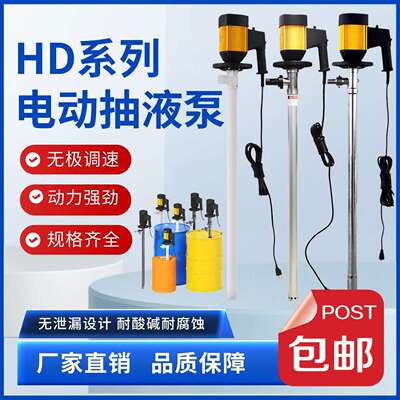 电动可调速插桶泵HD-E2-V+SS316L-1000mm不锈钢耐腐蚀油桶泵泵