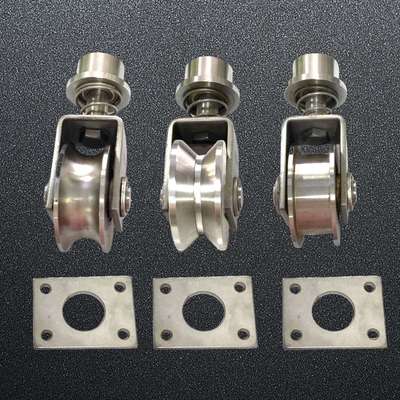 不锈钢旋转万向轮带板减震弹簧轮轴承庭院平移门轨道HUV型槽滑轮