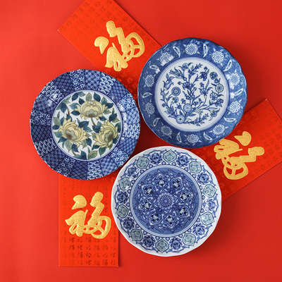 千代源日本进口唐草8.8英寸盘子