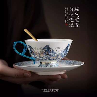 徐建勇冰种玉瓷陶瓷茶具咖啡杯 茶杯主人杯高档送礼带底托 谈