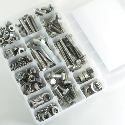 308pcs美制外六角螺丝1/4-20 5/16-18 3/8-16 配平垫弹垫螺母扳手