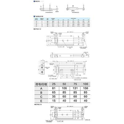 双出复动型双向滑台气缸STMS10/16/20/25×25/50/75/100/125/150
