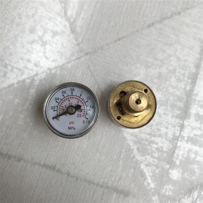 轴向无边微小型压力表 塑壳直径25mm 压力0.16mpa 23psi 牙m101