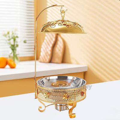 8L豪华金色吊盖圆形自助餐炉酒店餐厅酒精锅布菲炉chafing dishes