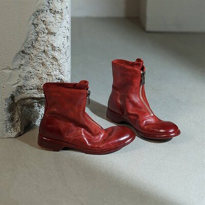 手工头层水洗guidi靴210网红短G靴女鬼帝靴前拉链马丁靴女单靴