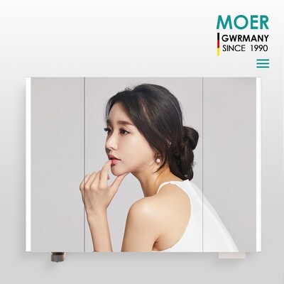 MOER不锈钢304智p能镜柜防水防潮卫生间家用多功能镜子挂墙式化妆