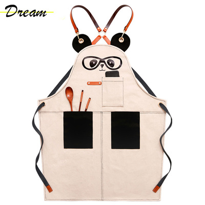 牛仔围裙女可爱蛋糕l奶茶店理发师男士工作服花艺美甲儿童定制log