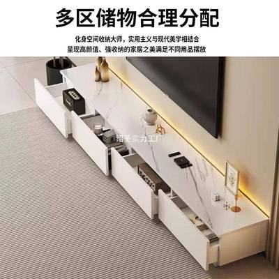 电视柜KUZ客厅家简用岩板储新体款小户型现代约收纳物一落地电视