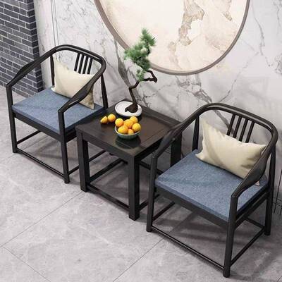 新式ILT实木太师椅围合椅三件套阳台用茶桌椅组橡胶木大师椅家中