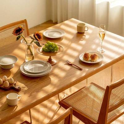 木MPW餐桌家用小力户台型亚克悬浮长实条工作书房简约靠墙电脑桌组合