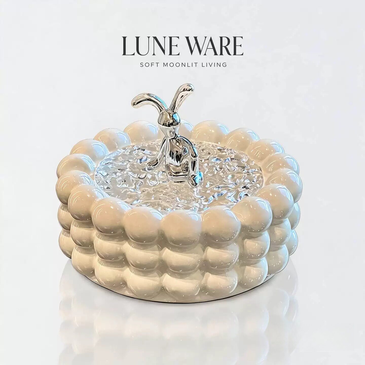 LUNE WARE▪陶瓷烟灰缸带盖防飞灰高级感家用轻奢连珠装饰奶油风