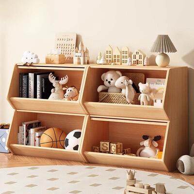 实木书柜带柜门置玩一体收靠墙储物柜61563儿童具纳矮柜客厅组合