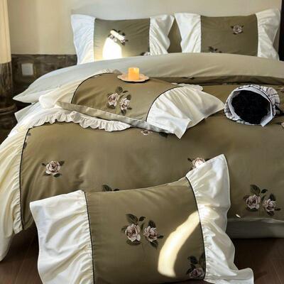 上法式轻奢100支澳棉四件卉套复古花印花纯棉被套床单1MLD-09.米8