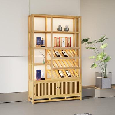 客厅红酒架件件轻摆奢高档摆酒柜斜放高端创意实木展实木博古示架