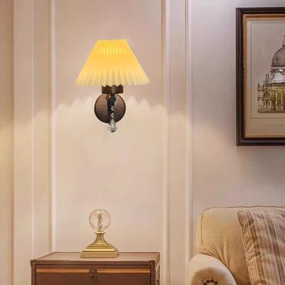 美复古壁灯卧室款简约桃胡木色床新头墙壁灯中古风客式188厅背景