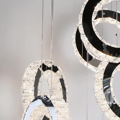 酒LE水晶灯饰现代简约不锈钢店D式大堂水晶灯87932-8复楼八头水晶