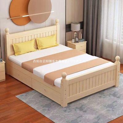 全实木现m代简床2约1.5AEA主卧双人大床出租房用单人床1米米简易