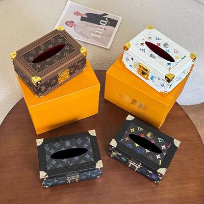 拉欧制纸巾盒木494金属式首饰盒家居创意摆件印花皮革耐磨抽ins