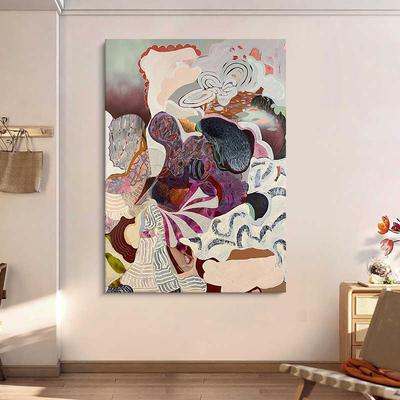 抽象代紫色手式绘油画现艺术高级装画美客厅挂画入户玄关丙烯FM89