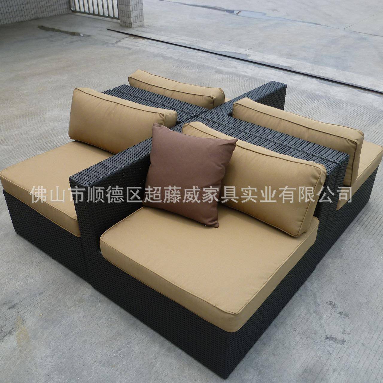 工厂室外藤编发沙商用酒店酒吧家具户外藤藤艺椅藤CF736桌编沙发