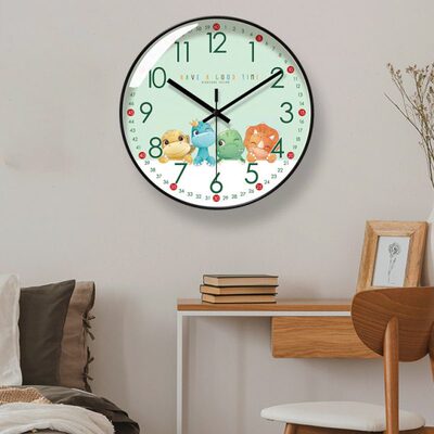 易普拉8206挂钟客厅钟表简约小恐龙家用时钟表现代静音扫秒石英钟