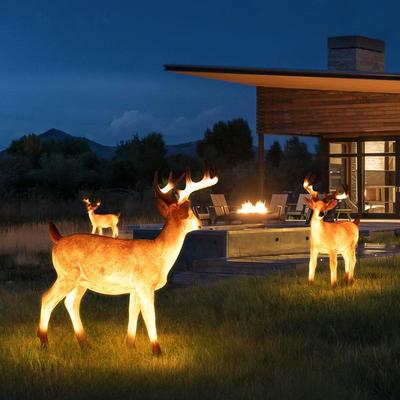 发光装阳CNB饰小鹿路观灯外公园太能迷你花园景草坪灯庭院户动物