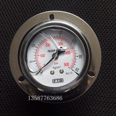 台湾FTB轴向充油压力表0-35KG埋入式0-50kg压力计0-500psi.700psi