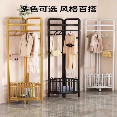 墙收纳角落衣柜晾夹角型衣帽架家用卧角拐挂衣架转角落室靠地碳钢