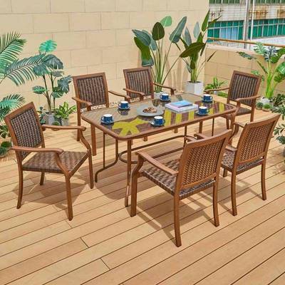 阳台五SLI件套户组合外家具藤椅四铸铝桌桌椅露台一休闲桌椅