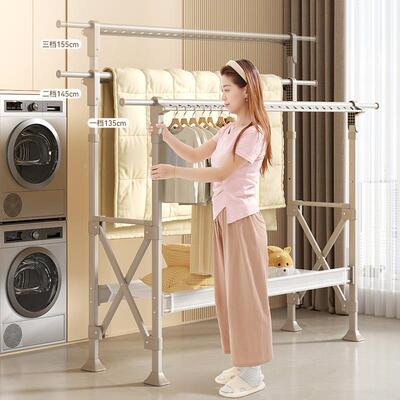 简易晾衣X33221架地卧室家室内阳台户外用可移动落挂晒衣服晒晾子