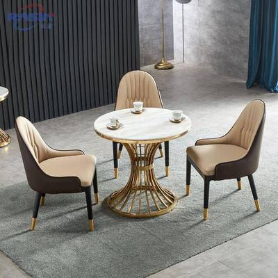 轻奢高端大气洽谈桌台茶桌茶PQG椅锈钢不大理石棋休闲桌牌桌商务