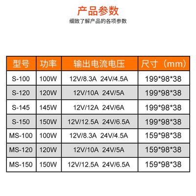 小体积开关电电源MS5-100-24V120W145W10W200122V20V转UYZ24V直流