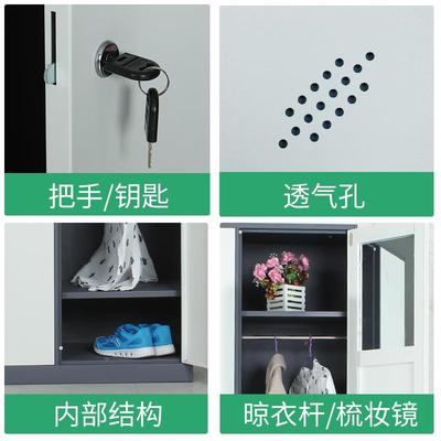 钢制边套色更衣柜窄多办公室文件资料柜加厚咖tsgyg-00白白灰储物