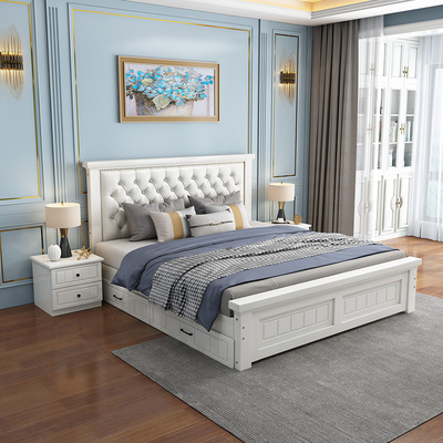 全实木简易双人床1.8米1.5米经济型成人现代简约松木1.2单人床架