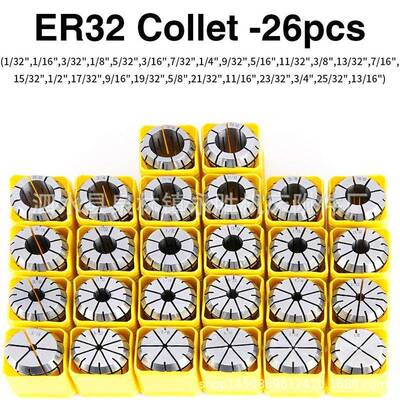 26件32LZQ簧夹头套R装CNC雕刻机和铣削车E床工具木弹工雕刻夹头