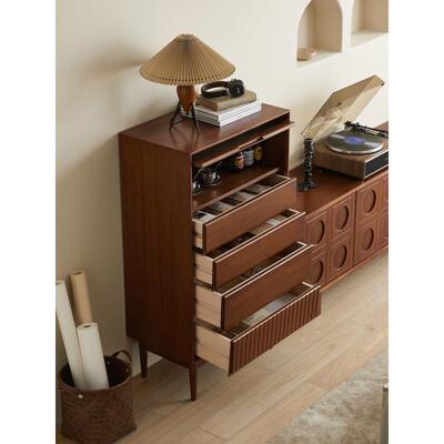 实木纳斗柜收柜客厅电视中复古VHE五边柜抽屉柜储物柜立柜卧室斗