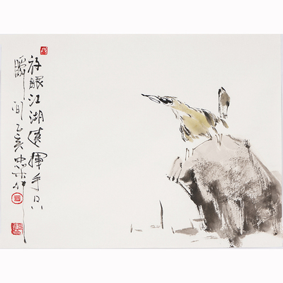 四尺开六 国画手绘小品花鸟字画柿子 茶楼写意水墨廖忠柳00012