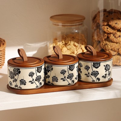 陶瓷零食罐防潮密封收纳罐家用好看的茶叶罐高级感带盖干粮储存罐