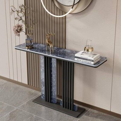 计意式轻奢道感设创意家端LEB景台过装饰艺术感岩板用半圆玄关桌